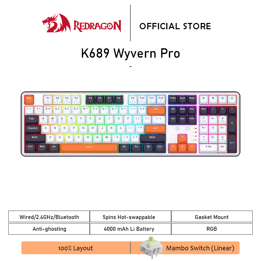 Redragon K689 Wyvern Pro Wireless Gaming Mechanical Keyboard Gasket Hotswap RGB | Shopee Malaysia