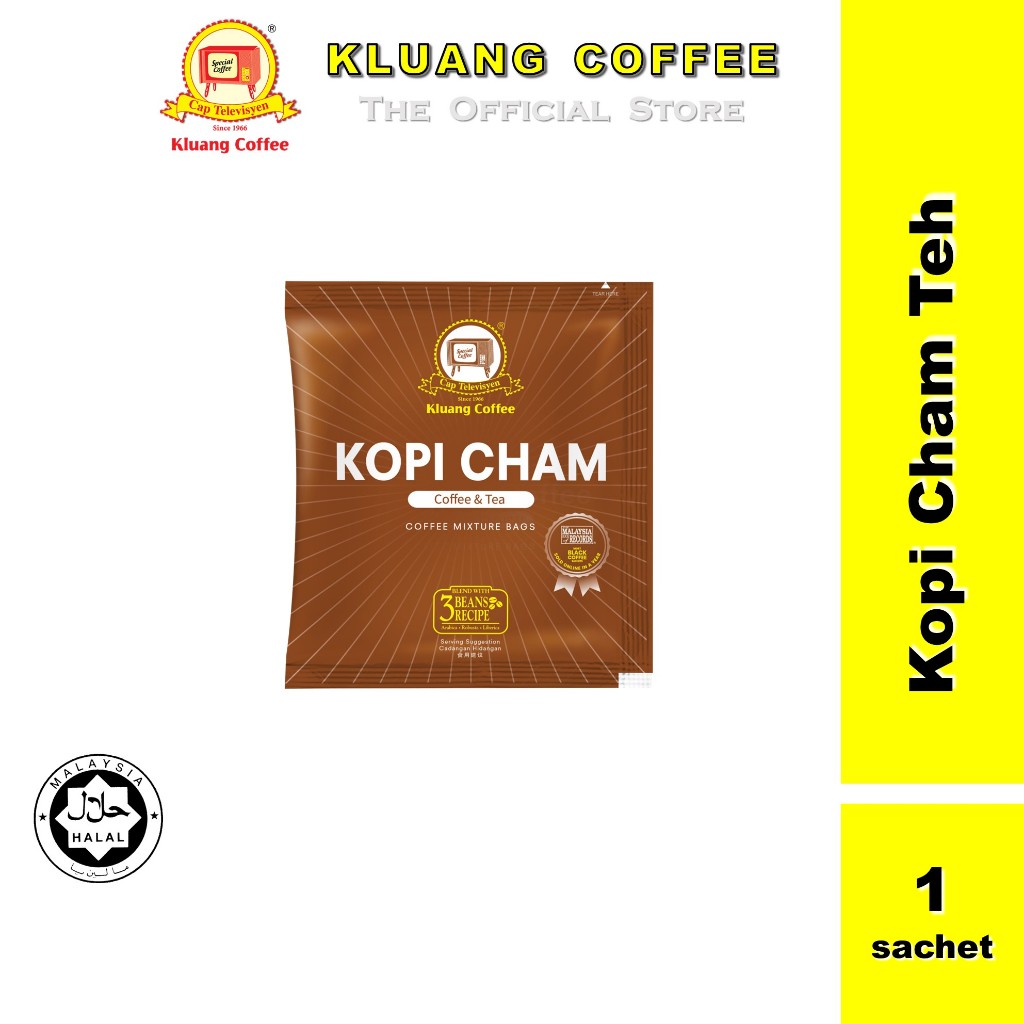 Kluang Coffee Cap Televisyen Kopi Cham Teh (1 sachet x 25gm) Coffee ...