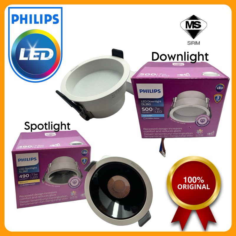 PHILIPS BECKEN EYEBALL DOWNLIGHT RECESSED DL260/7W/11W-SL260/7W/7.5W LED SPOTLIGHT | Shopee Malaysia