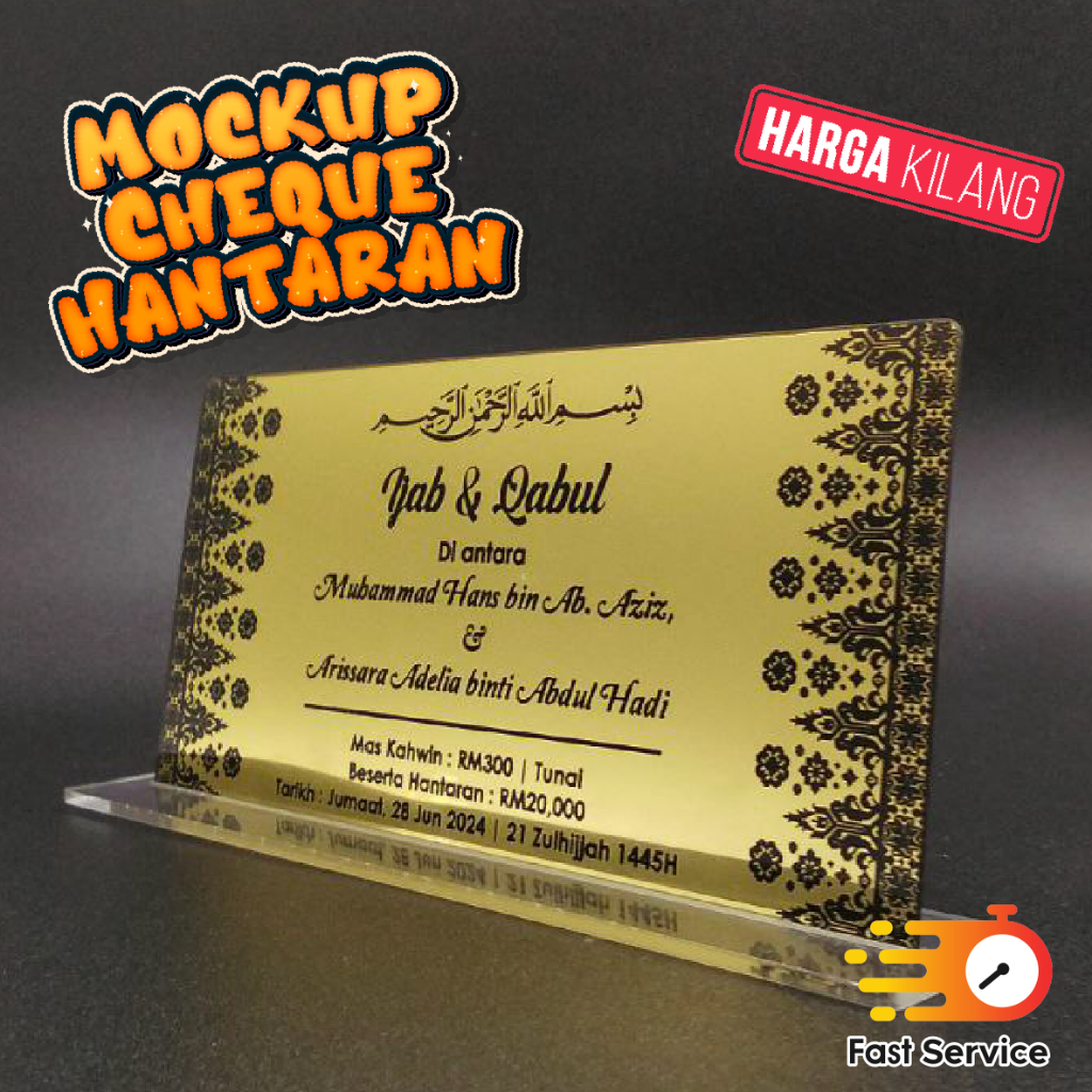 Cek Hantaran Kahwin | Replika Cek | Cheque Hantaran Nikah | MOCKUP ...