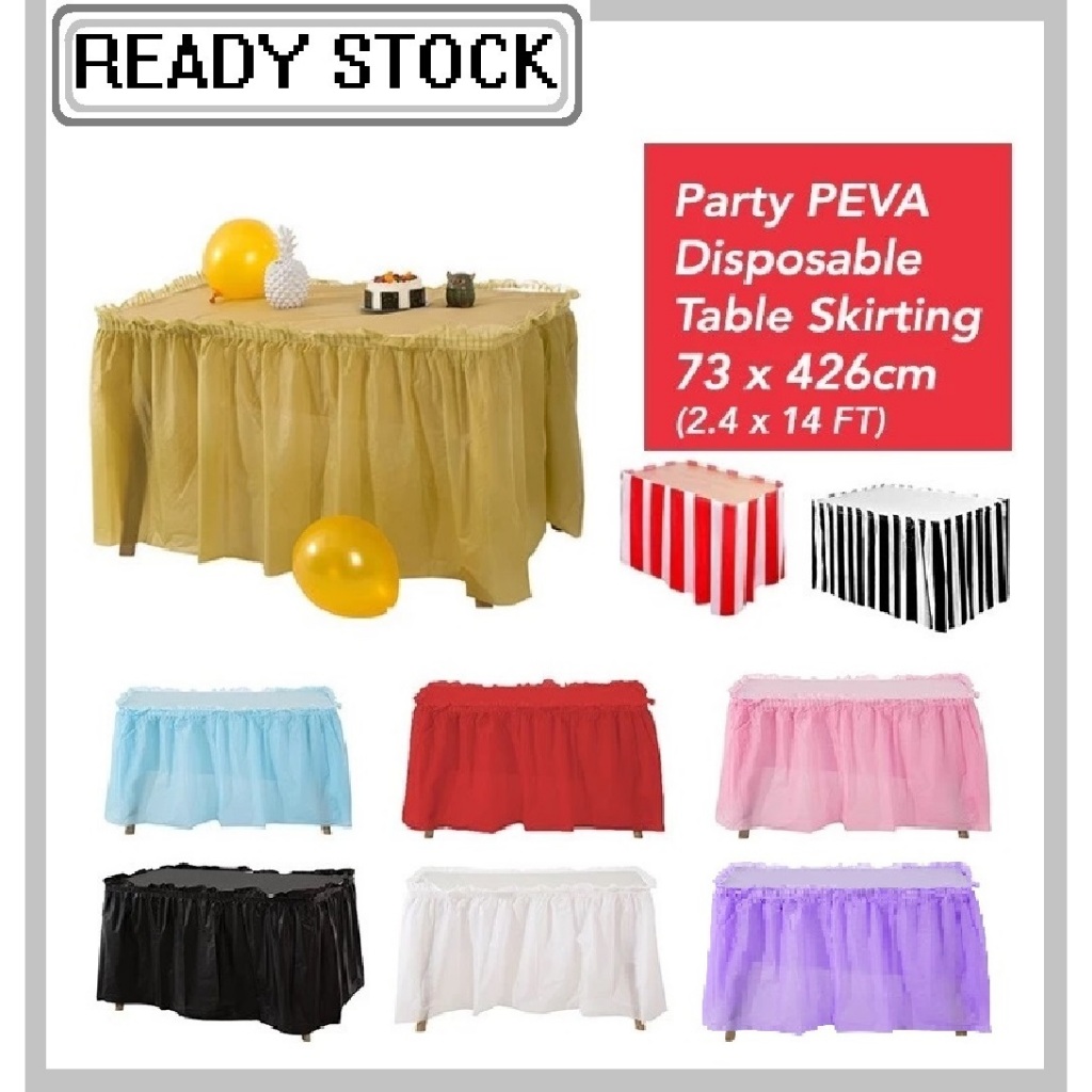 1 Piece Disposable PEVA Party Table Skirting Meja Birthday Decoration ...