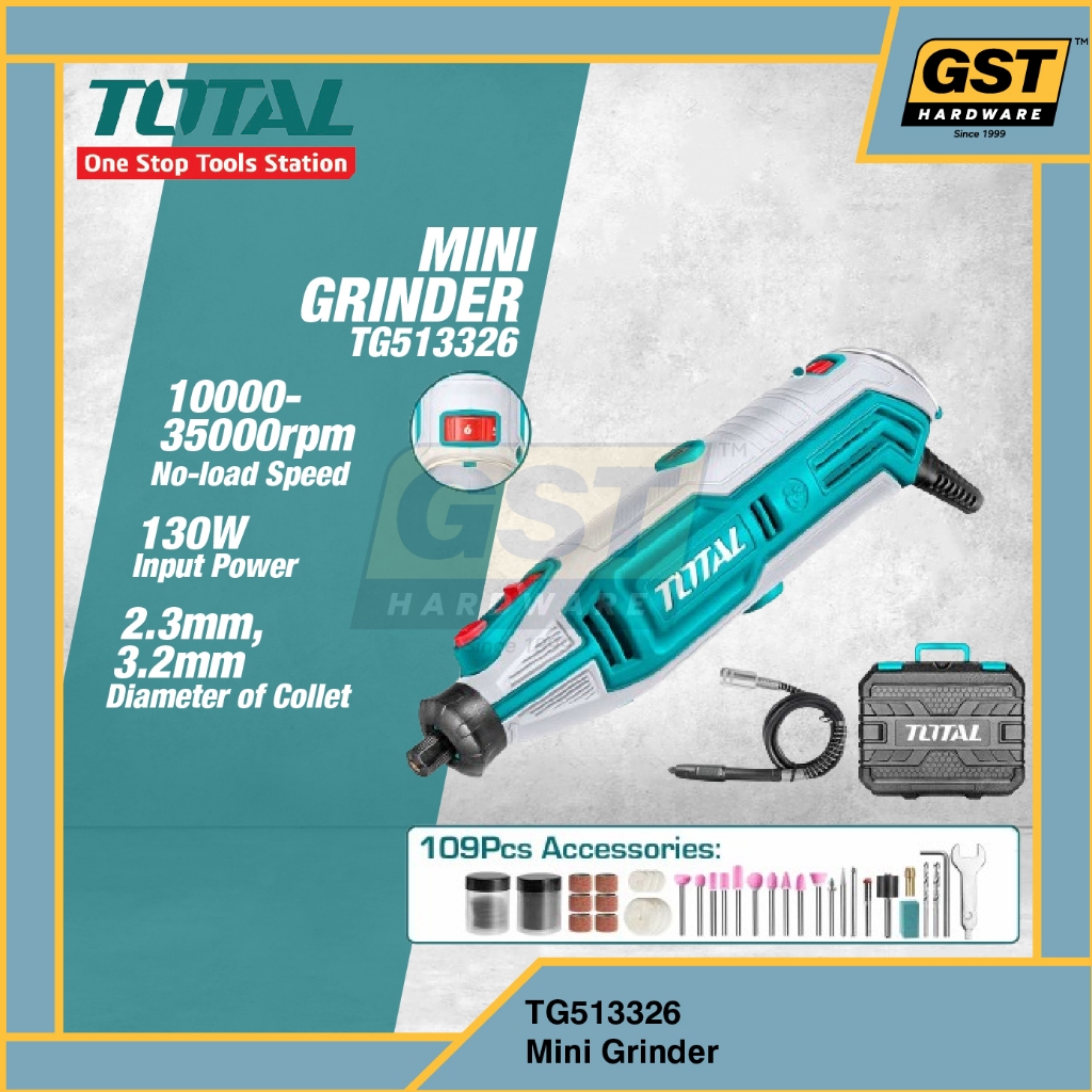 Total Mini Grinder Tool Set | Portable Electric Grinder | TG513326 ...