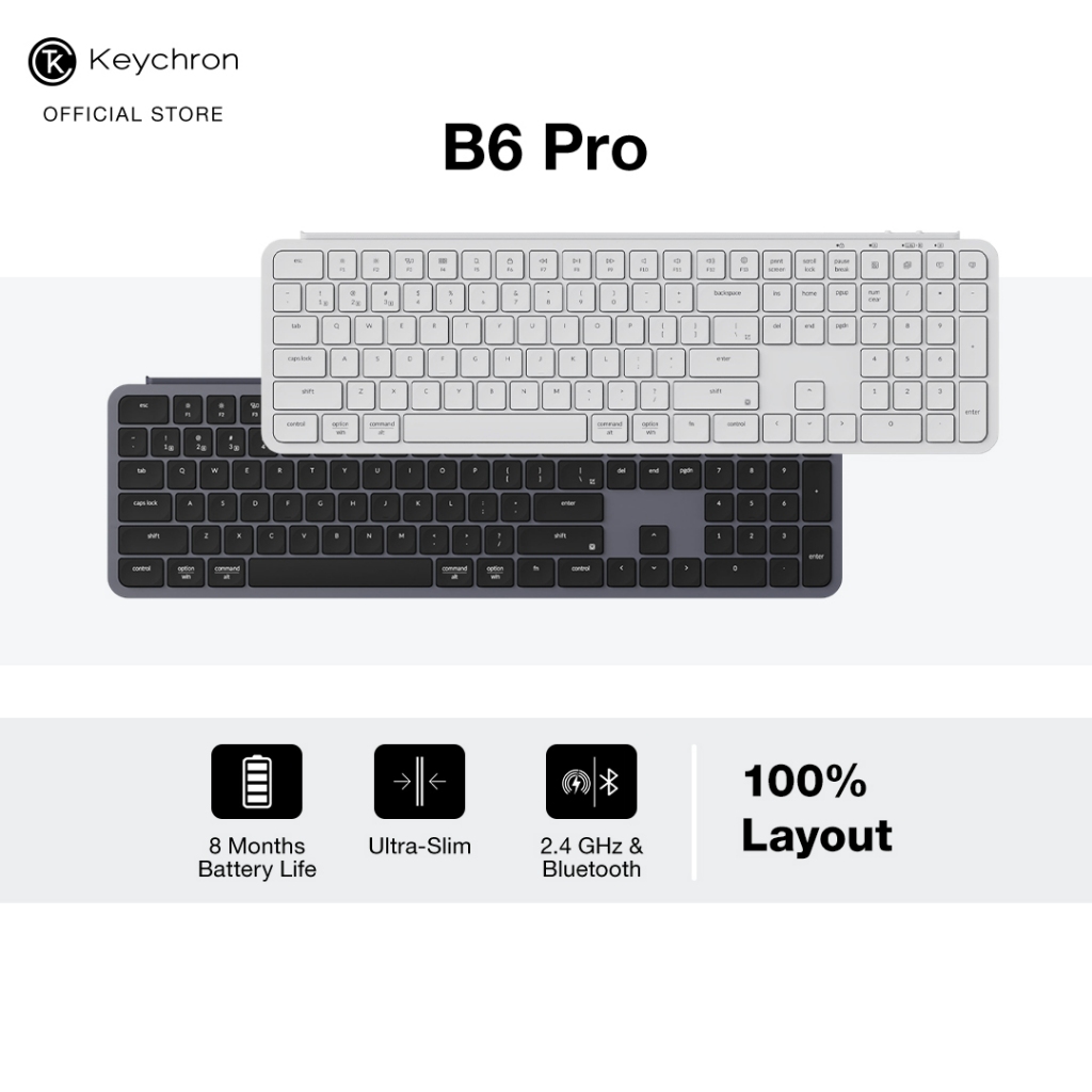 [Hot] Keychron B6 Pro Ultra-Slim Wireless Keyboard | 8 Months Battery ...