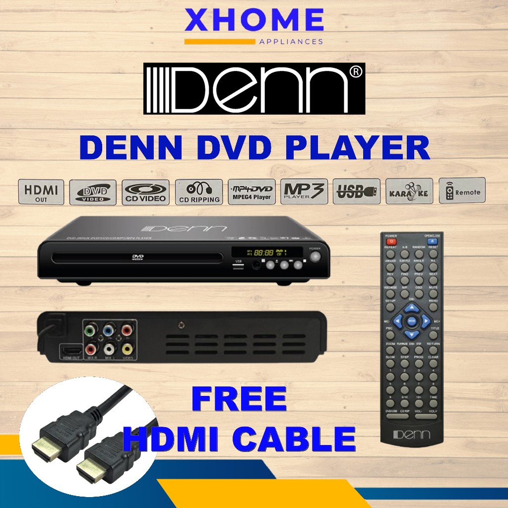 DENN DVD-26HUK DVD PLAYER WITH HDMI PORT & FREE HDMI CABLE | Shopee ...