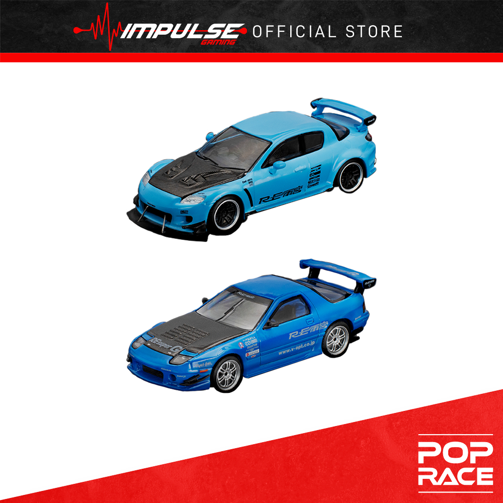 [PREORDER] PopRace 1/64 Diecast Mazda RX-8 Re-Amemiya Light Blue / Mazda RX-7 FC3S Re-Amemiya ...