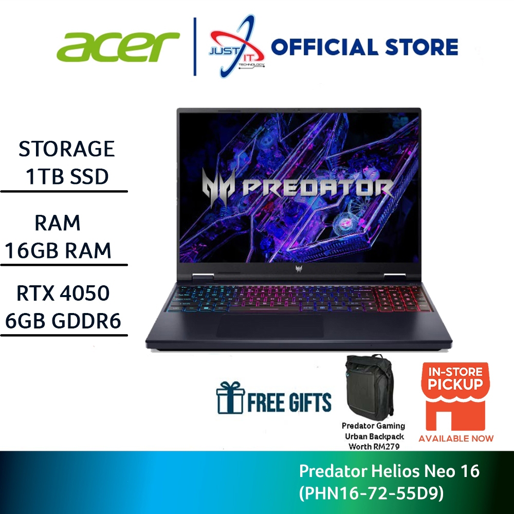 ACER Predator Helios Neo Gaming Laptop (I5-14500HX/16GD5/1TB/16") PHN16 ...