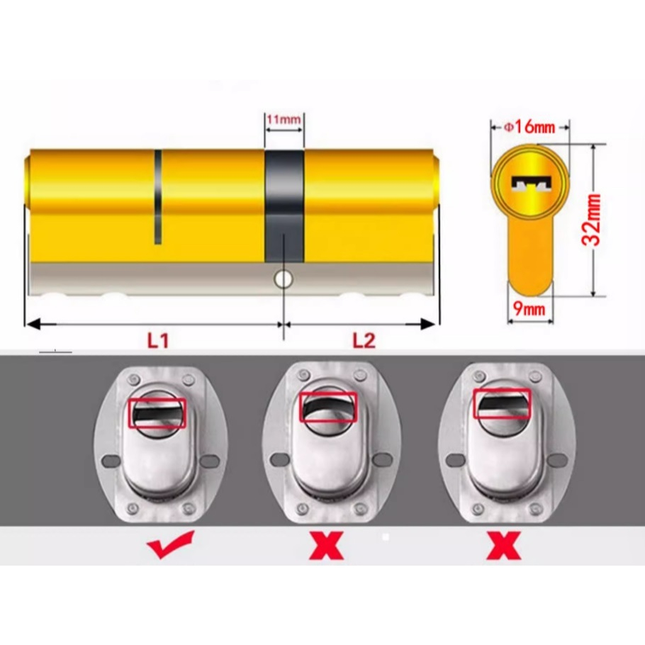 Jantier Euro profile Double Sided Key Cylinder Suitable for China ...