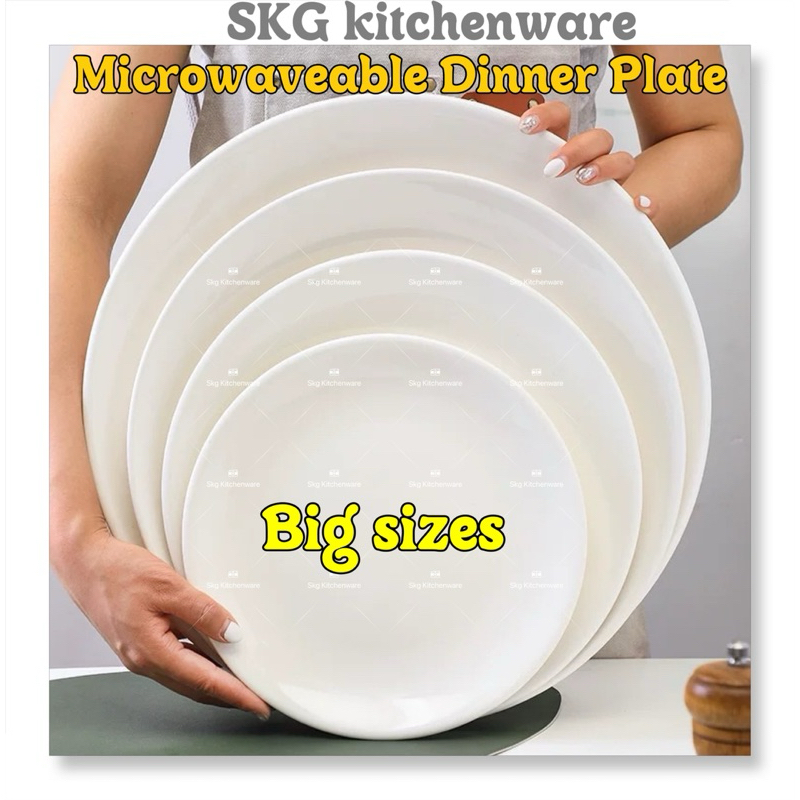 BIG SIZES Microwaveable White Ceramic Shallow Kfc Plate Rice Plate ...