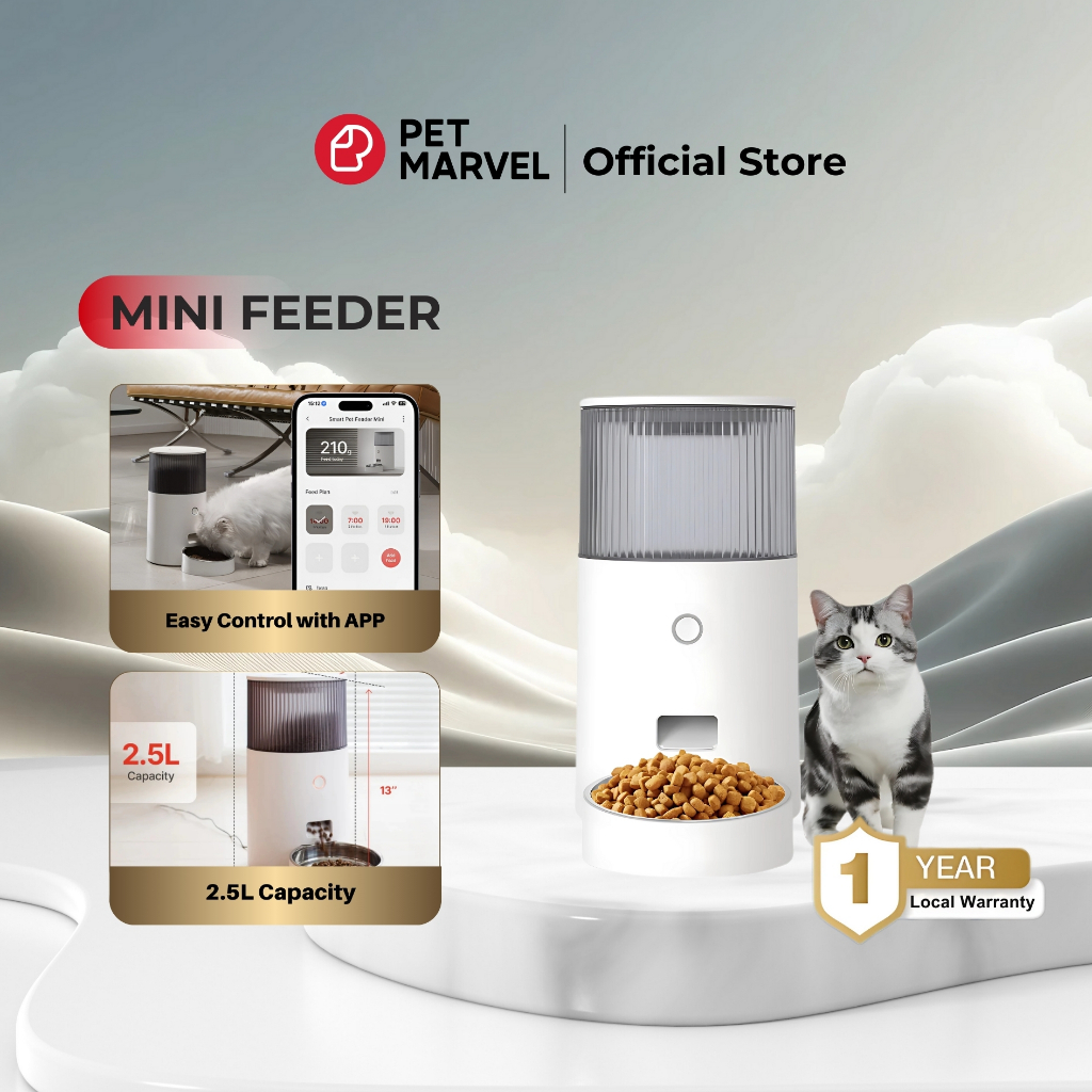 PET MARVEL MINI Automatic Pet Dispenser Feeder APP Control 2.5L ...