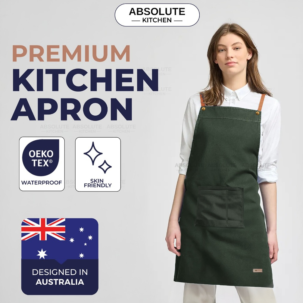 READY STOCK🇲🇾 Pure Colour Cooking Kitchen Apron Unisex Woman Men Chef ...