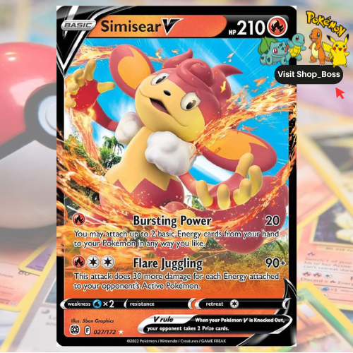 Pokemon | Simisear V 027/172 | Ultra Rare | SWSH09 Brilliant Stars ...