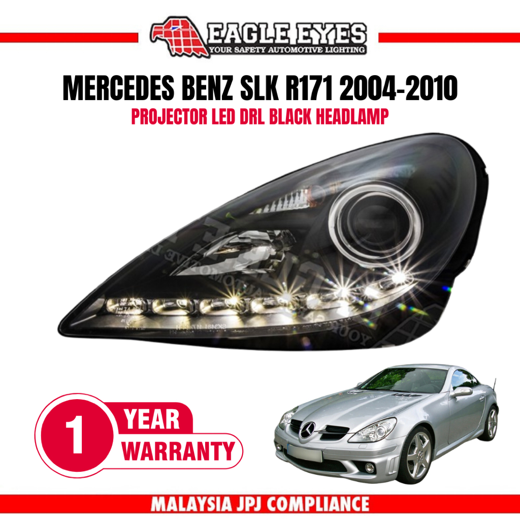 MERCEDES BENZ SLK R171 2004-2010 PROJECTOR LED DRL BLACK HEADLAMP LAMPU ...