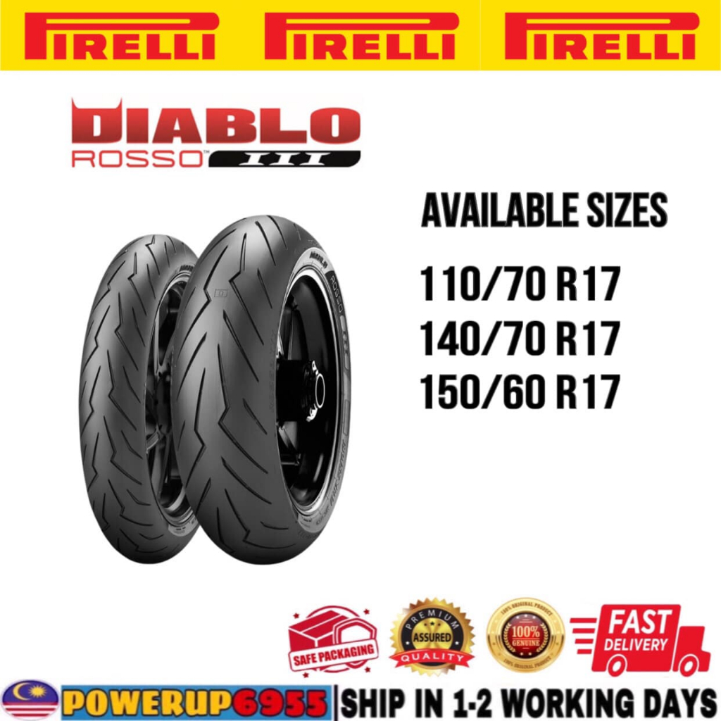 YEAR 2024 PIRELLI DIABLO ROSSO III ROSSO 3 TIRE 110/70 R17 140/70 R17 150/60 R17 | Shopee Malaysia