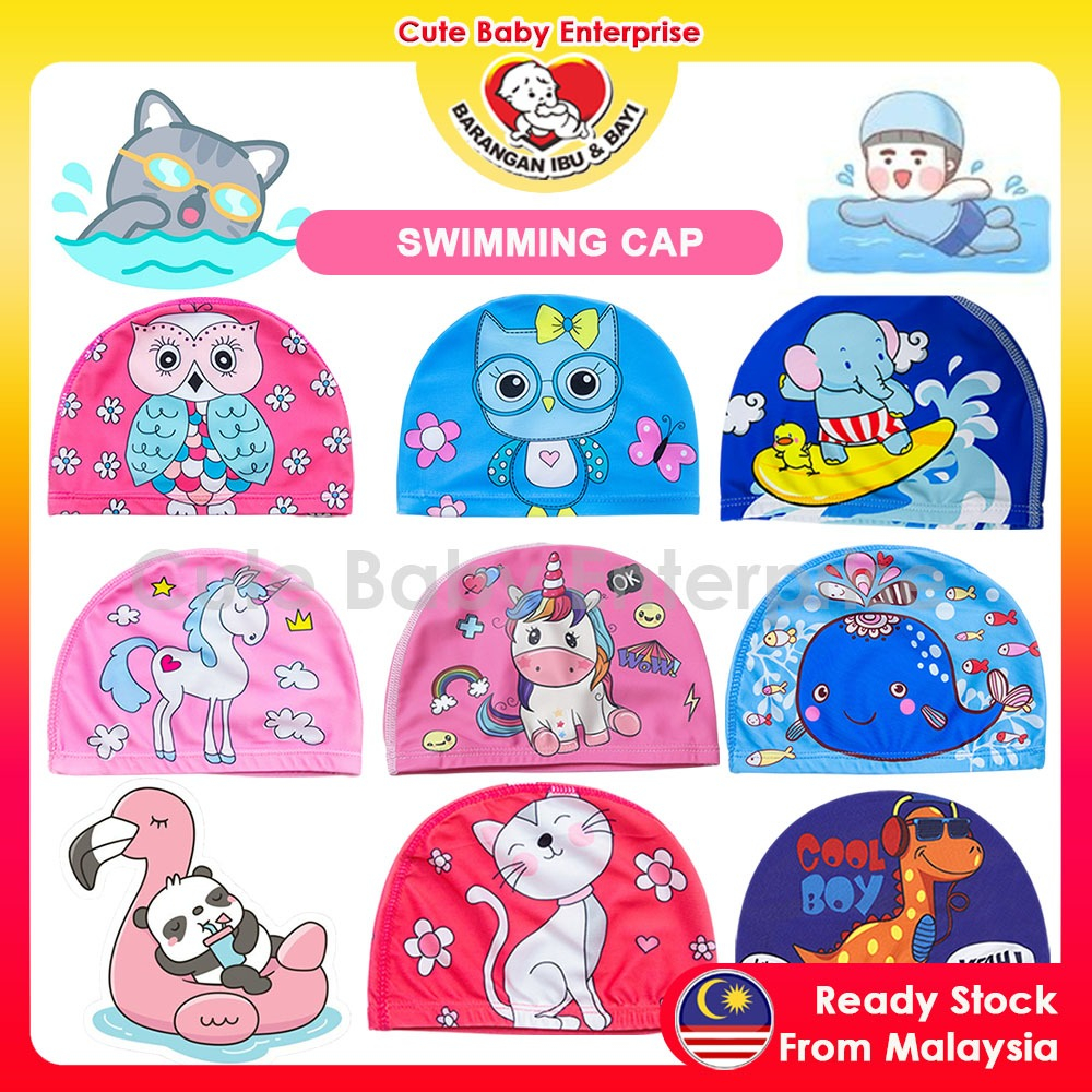Cute Baby Elastic Waterproof Swimming Cap for Kids Boy Girl Swim Cap ...