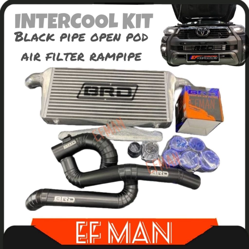 BRD HILUX REVO ROGUE 2021-ON INTERCOOLER KIT BLACK PIPE OPEN POD AIR ...