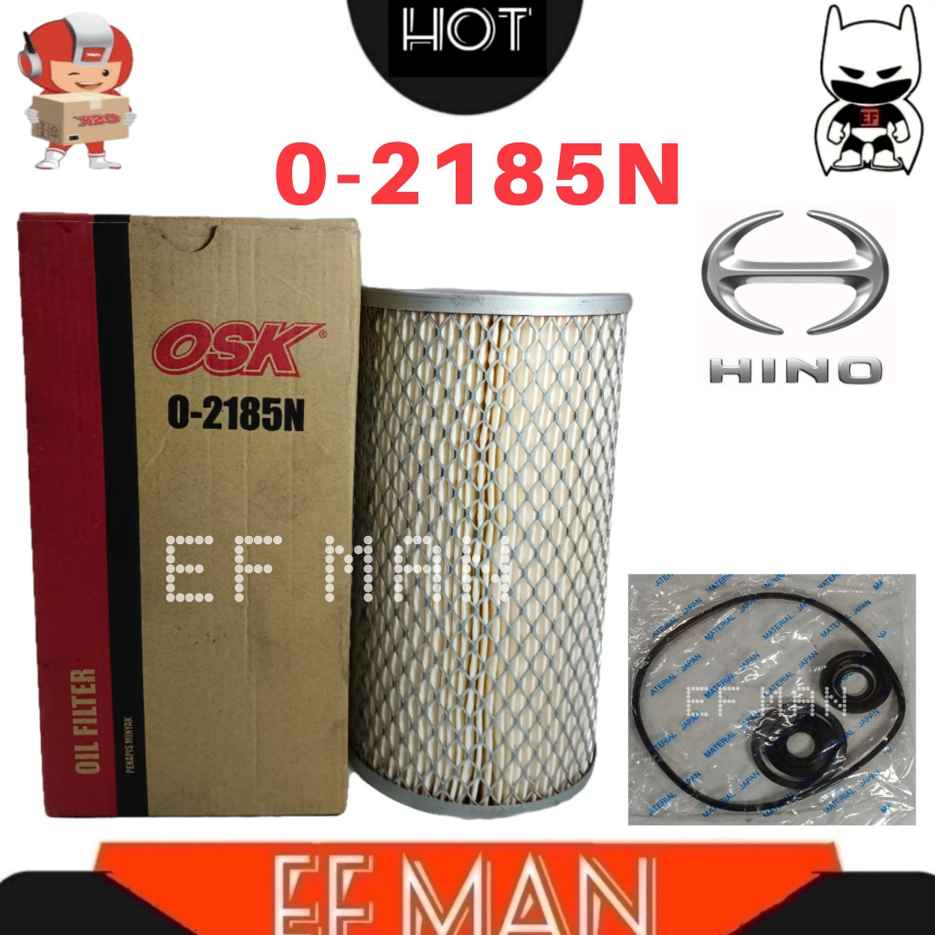 OSK OIL FILTER PENAPIS MINYAK HITAM (0-2185N) HINO 8.5 EK100 O/F BY ...