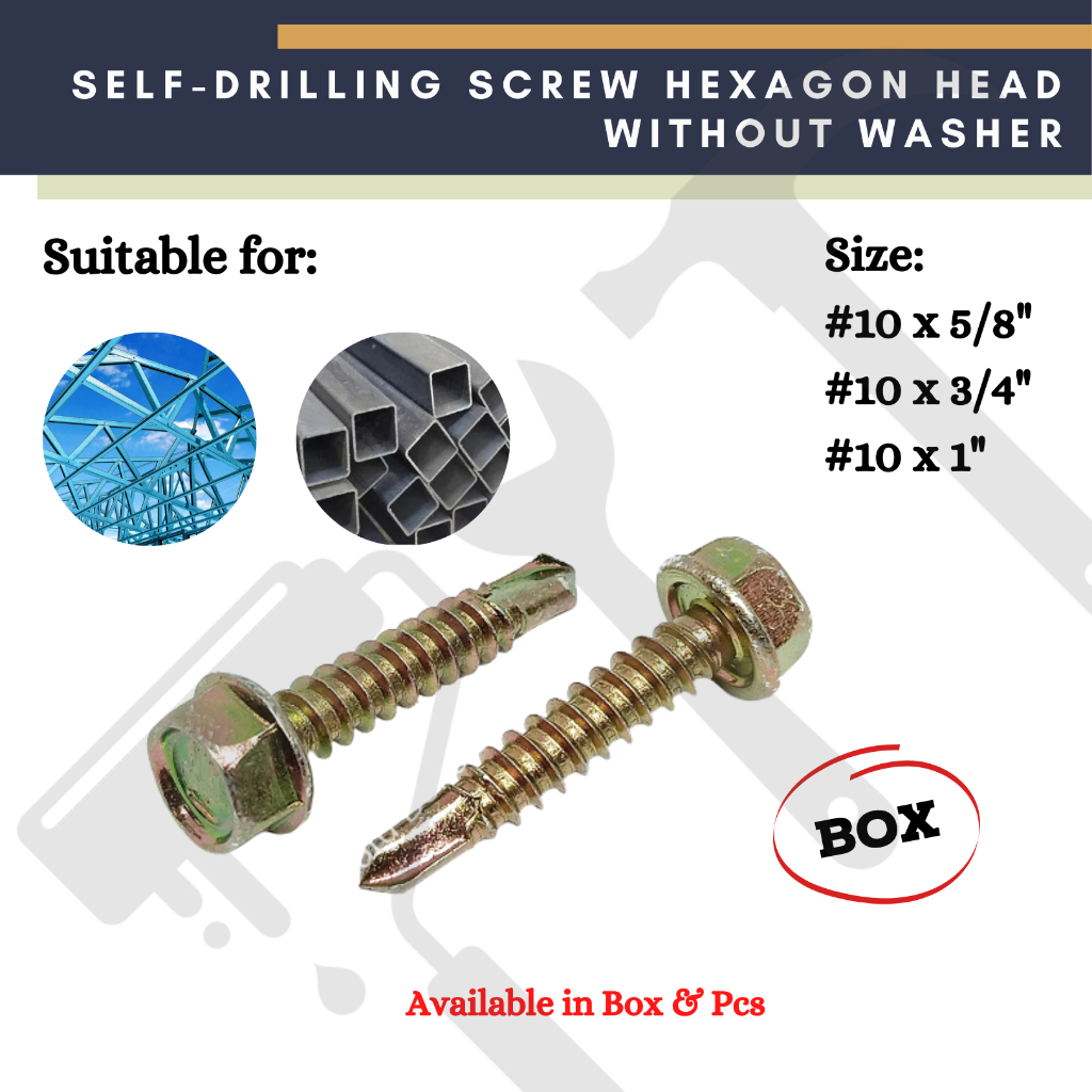[Box] Hexagon 8mm MK Self Drilling Screw Without Washer | Metal Screw ...