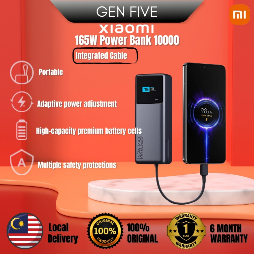 [Ready Stock] Original Xiaomi 165W Power Bank 10000 (Integrated Cable ...