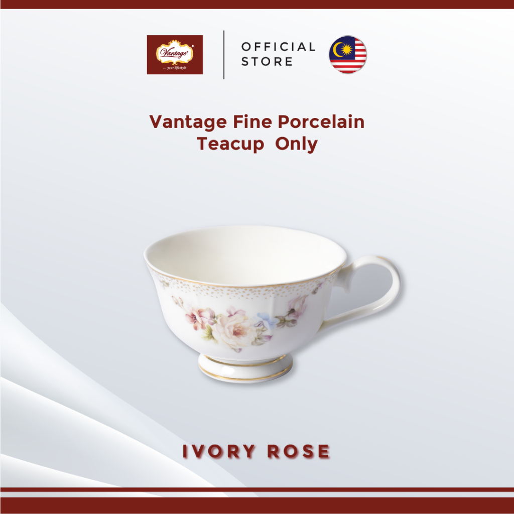 Vantage Fine Porcelain Ivory Rose Tea Cup Only (No Saucer) | Shopee ...