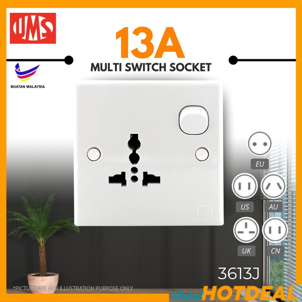UMS 3-SERIES 13A MULTI SWITCH SOCKET Universal Switched Socket Outlet ...