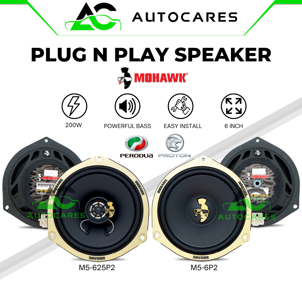 Plug & Play MOHAWK M5 Speaker OEM Axia Myvi Bezza Saga VVT 6'' 2Way ...
