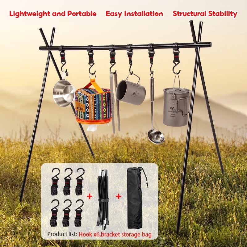 Outdoor Triangle Hanging Rack Aluminum Mesh Camping Hanger Cookware ...