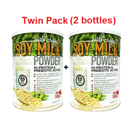 {TWIN PACK 2 bottles} Earth Living Organic Soy Milk Powder (Hi Protein ...