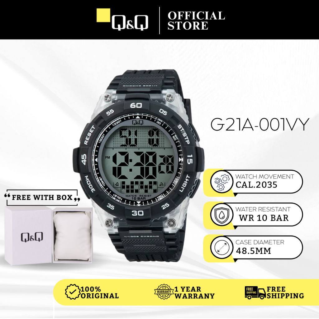 Q&Q Japan by Citizen Jam Tangan Lelaki Men's Resin Digital Watch G21A ...