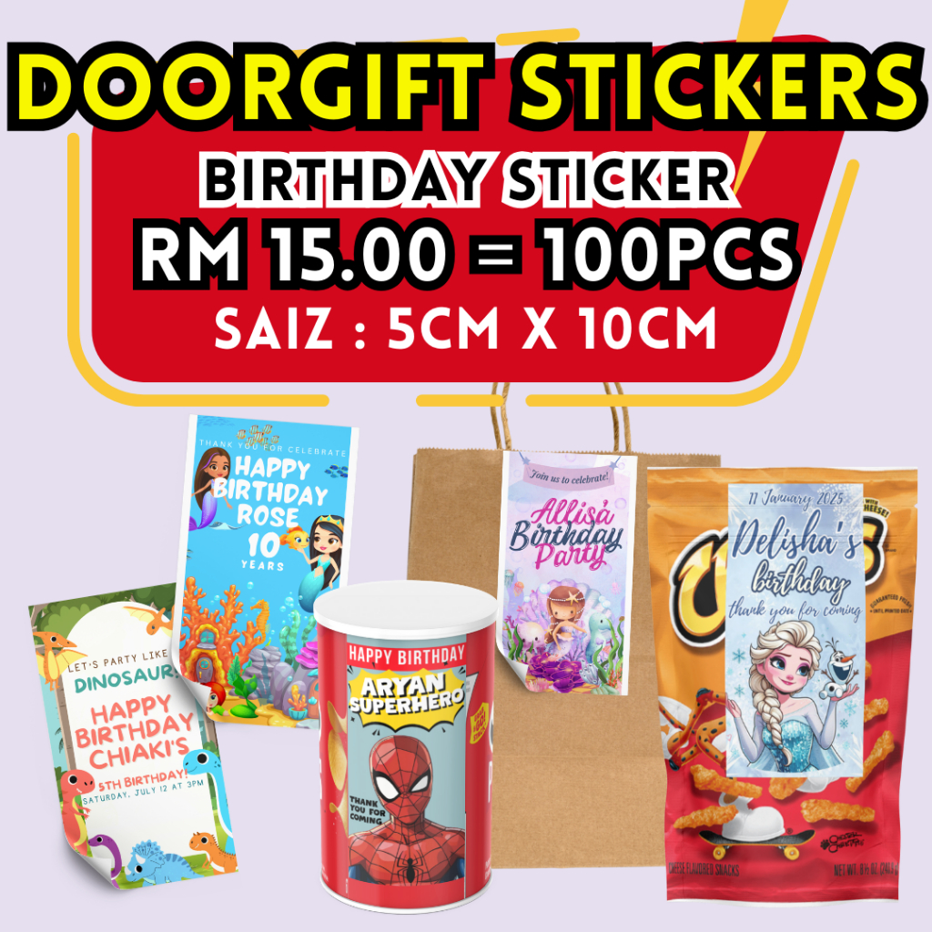 Happy Birthday Sticker / Selamat Hari Jadi Sticker / Sticker Kotak ...