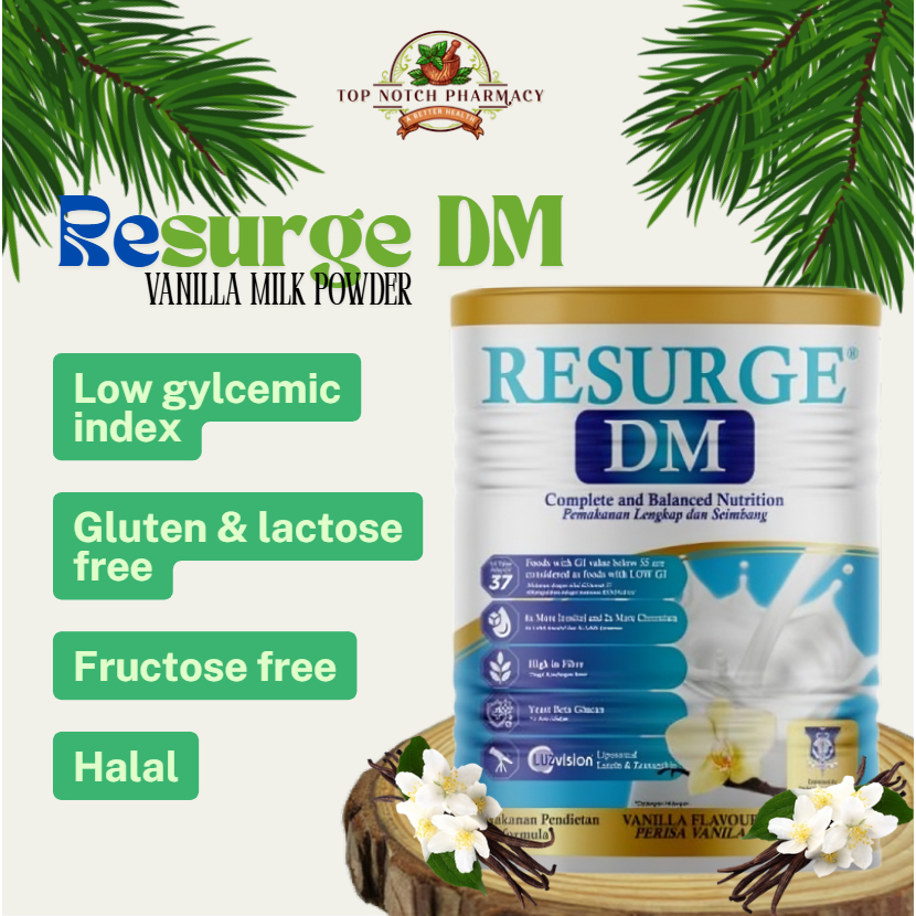 Resurge DM Vanilla Milk Powder (800g x 2) Lactose Free Gluten Free Plus ...