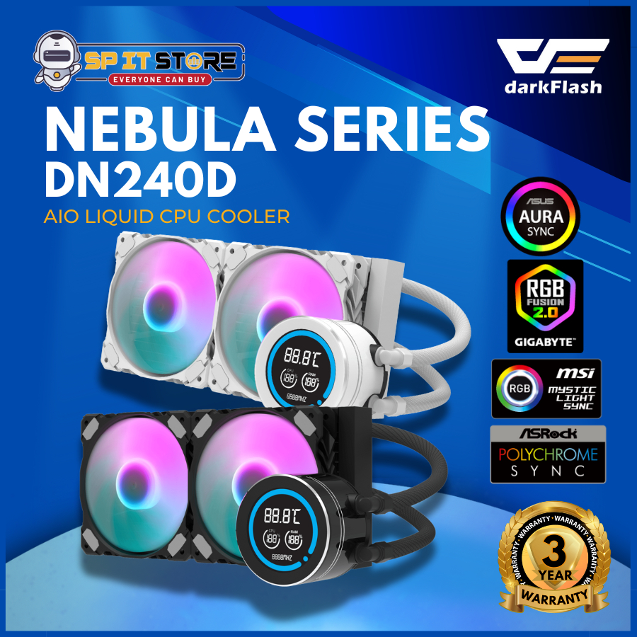 DARKFLASH NEBULA SERIES DN240D ARGB AIO CPU LIQUID COOLER | Shopee Malaysia