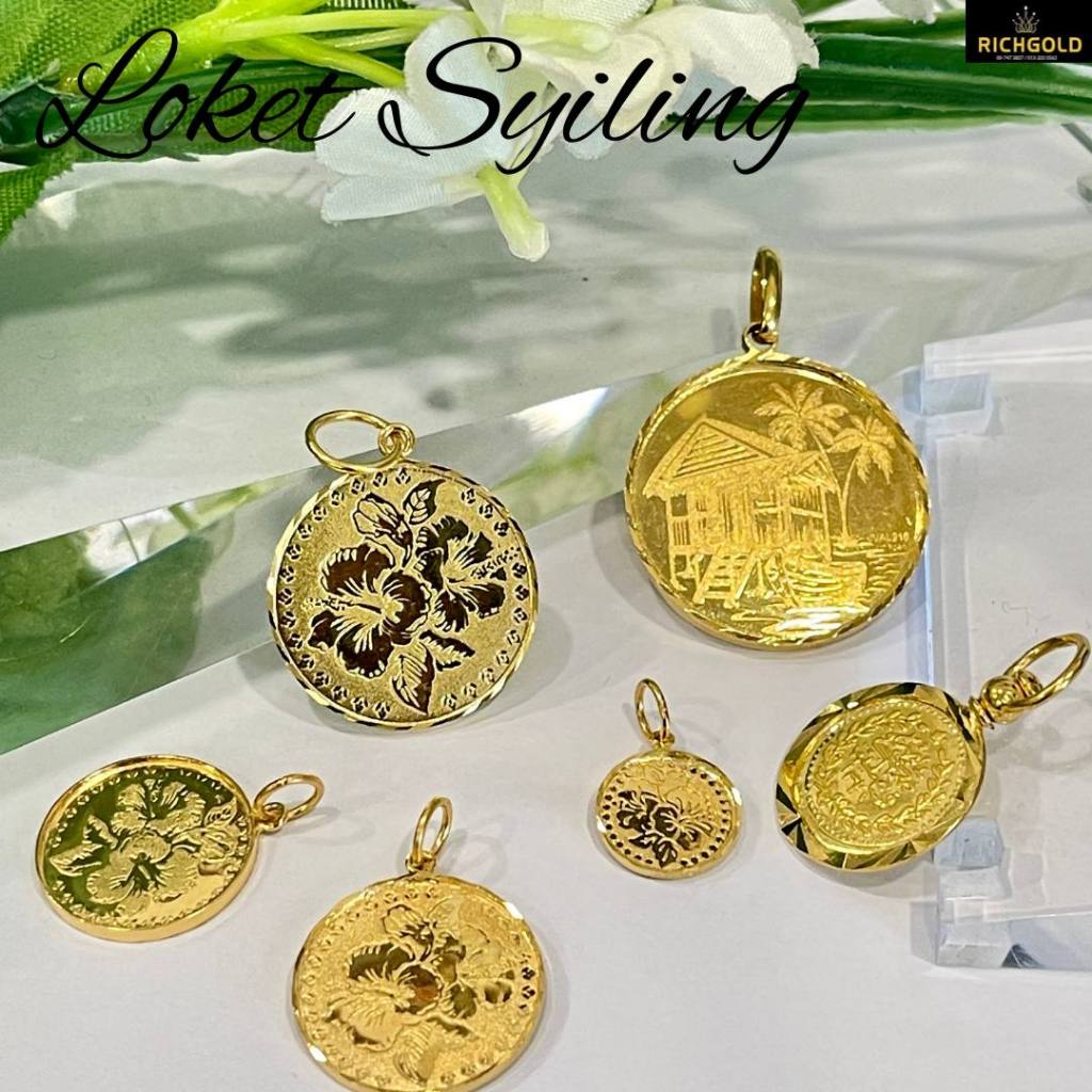RICHGOLD JEWELS Loket SYILING Dinar & Bunga RAYA emas 916 (COIN pendant ...