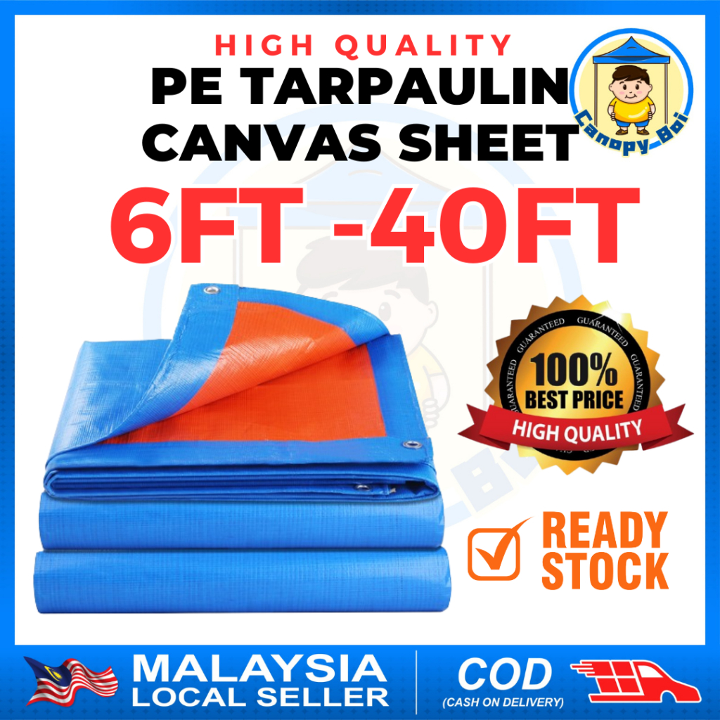 CanopyBoi 6ft to 40ft Blue Orange Canvas Canopy Kanvas Khemah Kereta ...