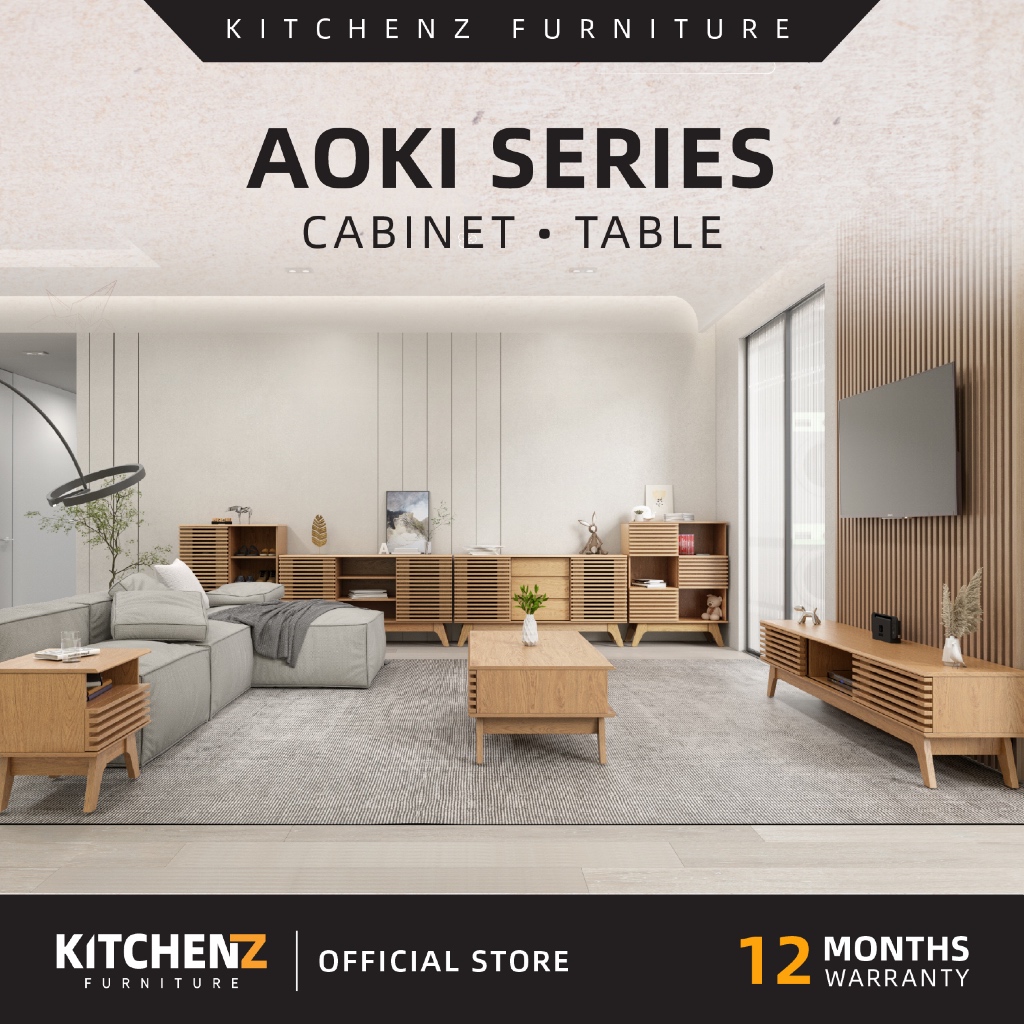 KitchenZ Aoki Series Furniture Display Shoe Sliding Drawer Cabinet Side Table Almari Rak Kasut ...