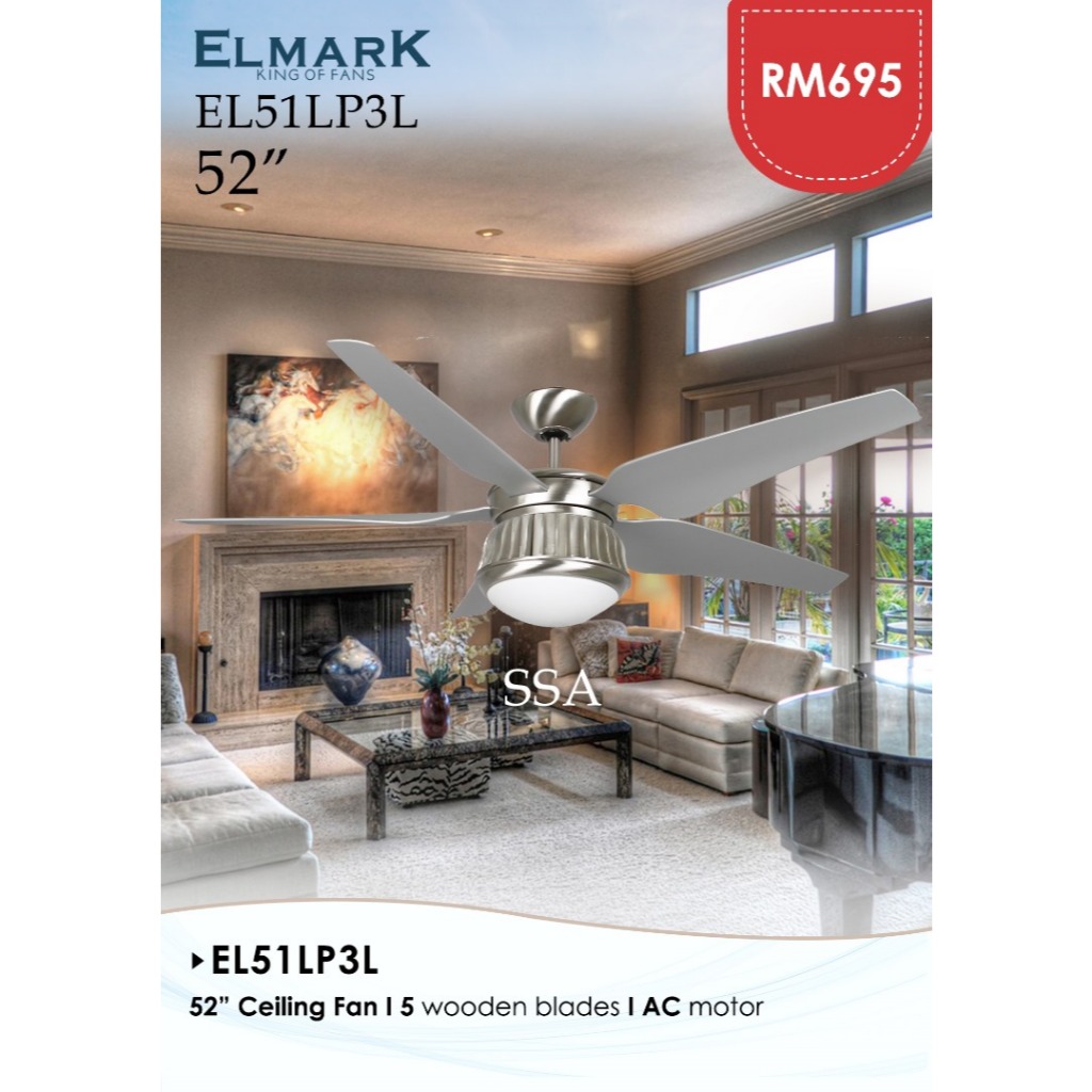 Ceiling Fan Elmark 52" | Shopee Malaysia