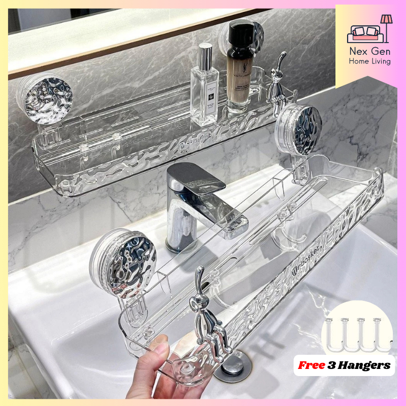 Bathroom Rack Suction Cup Wall-mounted Rectangular Rack Bathroom ...