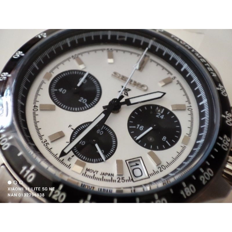 Seiko mod watch panda mecca quartz vk63 movement 39mm stainless steel ...