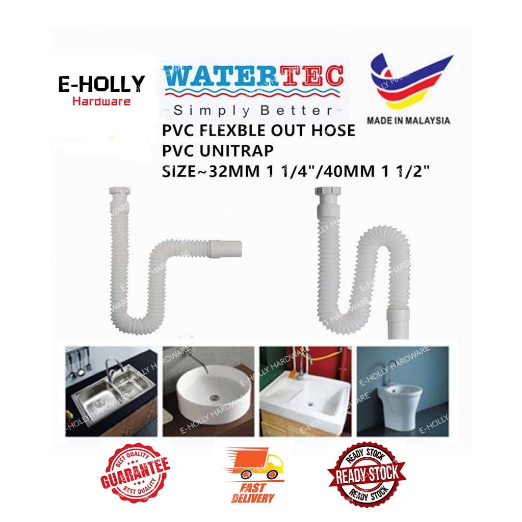 EHOLLY WATERTEC UPVC UNITRAP FLEXIBLE DRAINAGE HOSE OUTLET PIPE BASIN ...