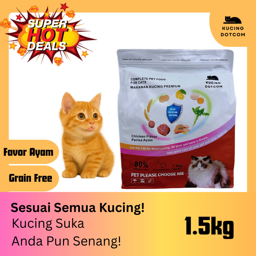 [KUCING DOTCOM] MAKANAN KUCING 1.5KG PACKING CAT FOOD | Shopee Malaysia