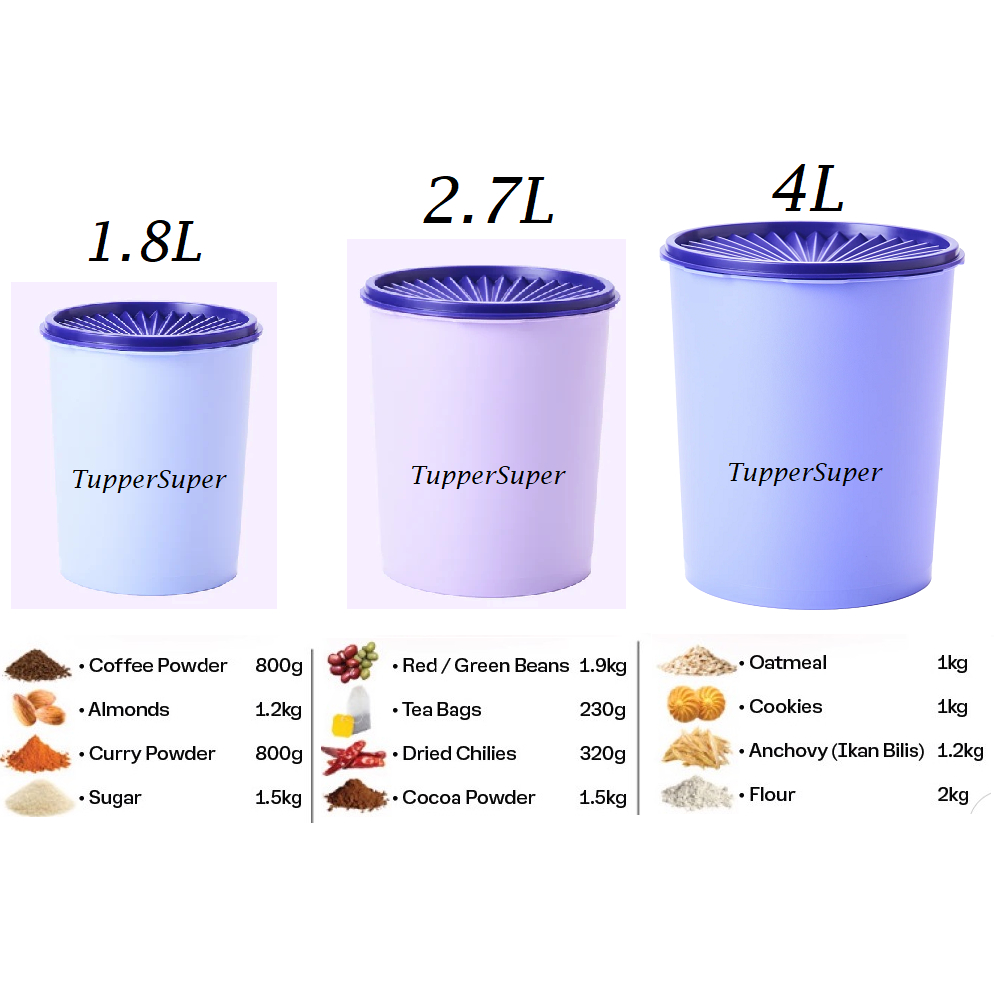 *1pc*Tupperware Deco Canister One Touch 1.8L/2.7L/4L | Shopee Malaysia