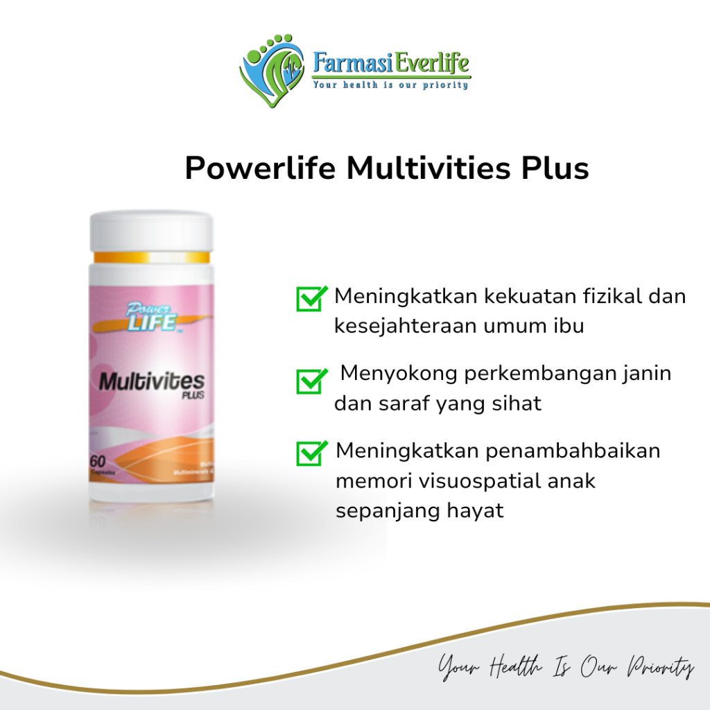 Powerlife Multivities Plus 60s - Menyokong perkembangan janin dan saraf ...