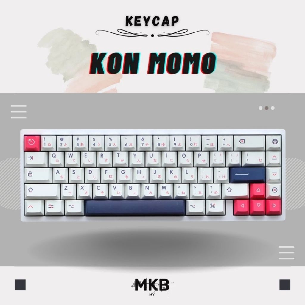 MKB Kon Momo Japanese PBT Dye Sublimation Cherry Profile Keycap Set for Mechanical Keyboard ...