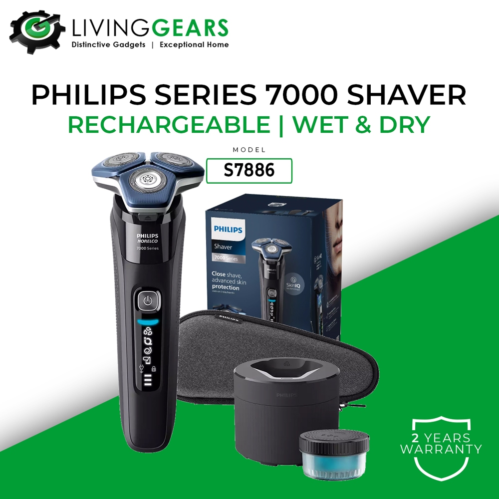 PHILIPS Wet & Dry Electric Rechargeable Cordless Washable Shaver S7886 ...