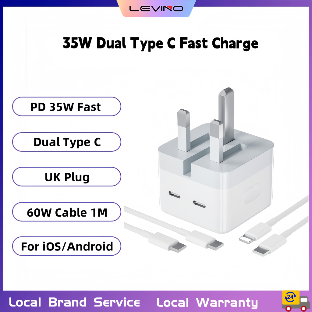 35W PD Charger Type C Dual Port USB C Power Adapter Fast Charging Quick ...