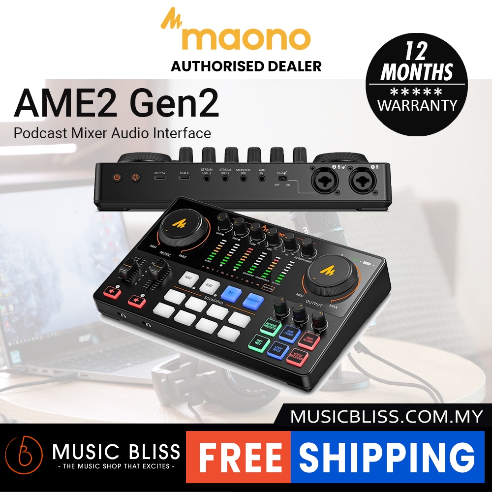 MAONO AME2-Gen2 Podcast Mixer Audio Interface Sound Card with Dual XLR ...