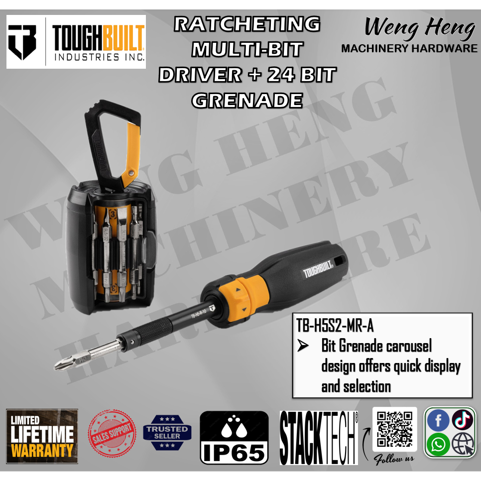 TOUGHBUILT Ratcheting Multi-Bit Driver + 24-Bit Grenade - TB-H5S2-MR-A ...