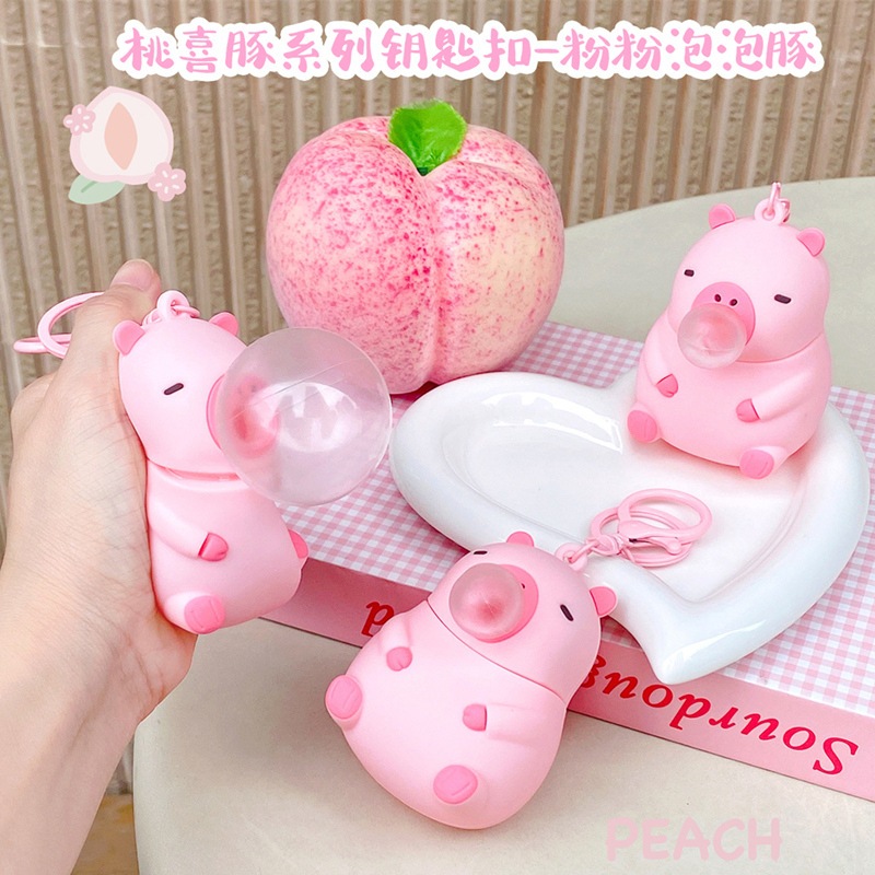 Capybara Spit Bubble Keychain Decompression Pinch Blow Bubbles Doll Toy ...