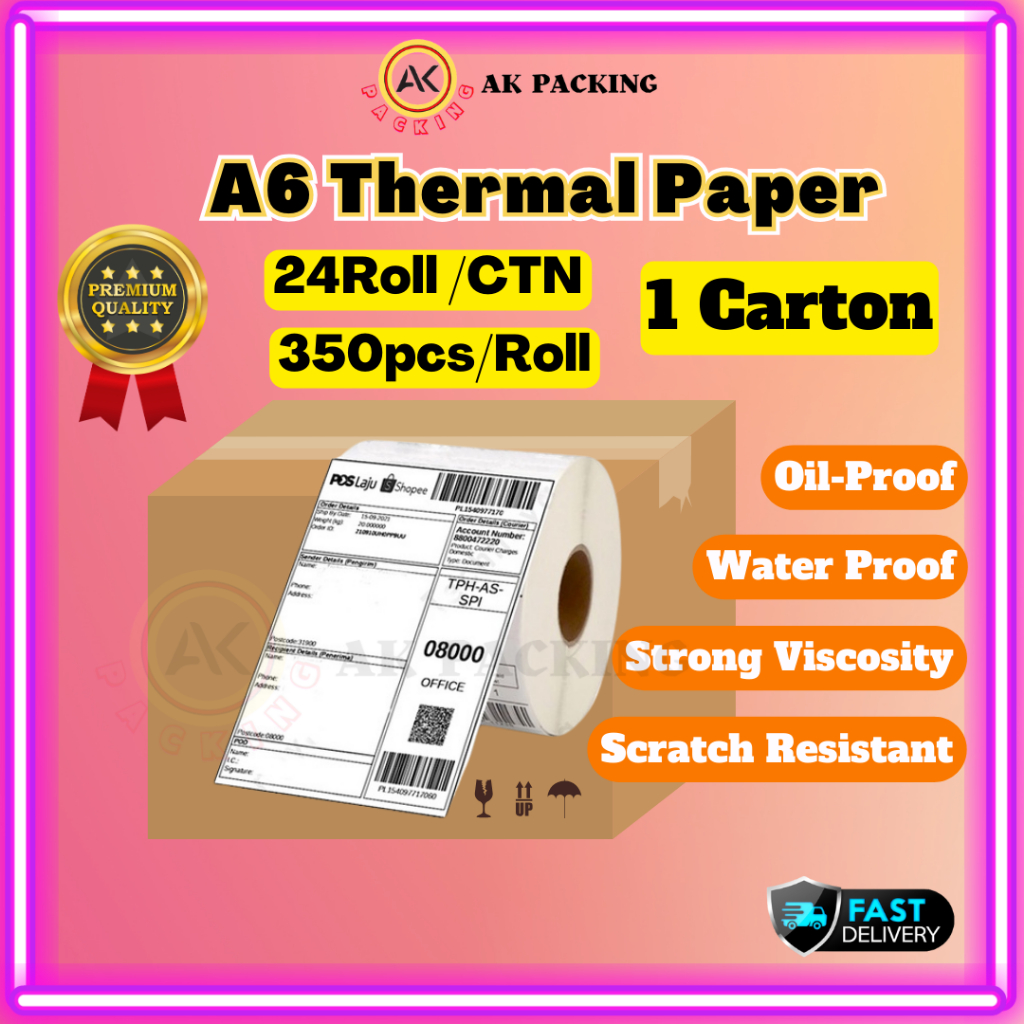 A6 Thermal Sticker A6 Thermal Paper Roll Fold Stack Airway Bill Sticker ...