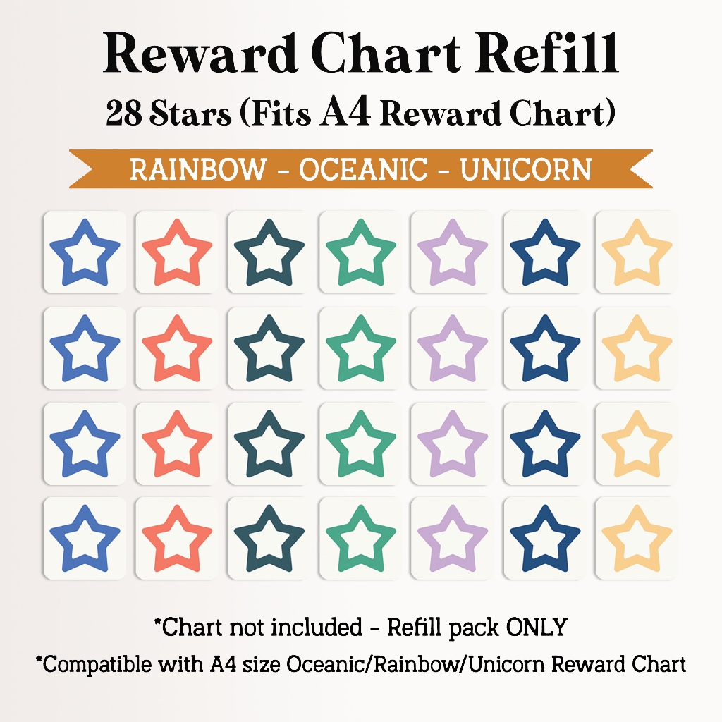 Bramble – A4 Reward Chart Stars Refill (28pcs) – Extra Stars for A4 ...