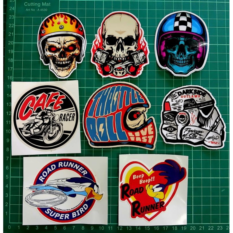 STICKER HELMET FIRE, CAFE RACER, ROAD RUNNER | Shopee Malaysia
